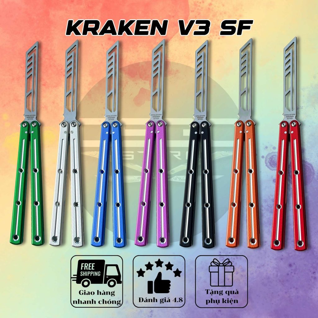 Kraken V3 SF Balisong Tay Cầm Nhôm Lưỡi Thép - Balisong Csgo